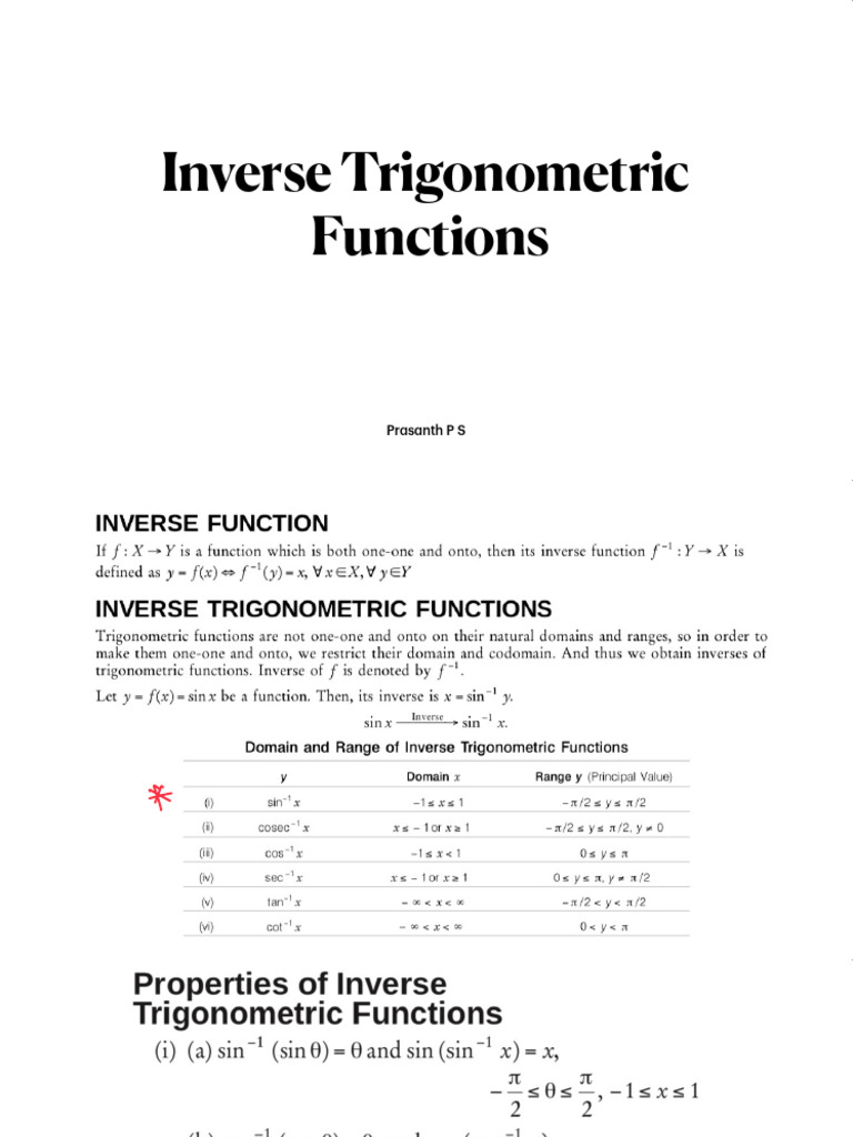 Inverse Trig Functions | PDF
