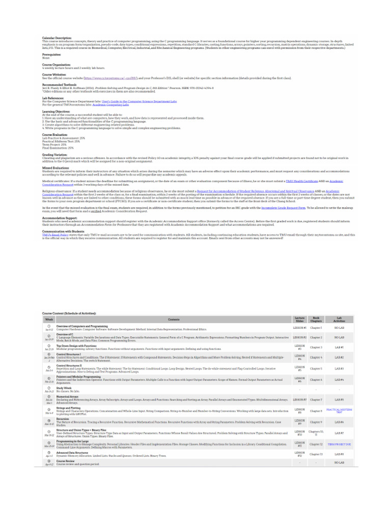 CPS 188 Course Outline | PDF
