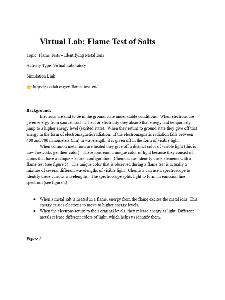 Copy of Flame Test & Spectroscopy | PDF | Emission Spectrum | Spectroscopy