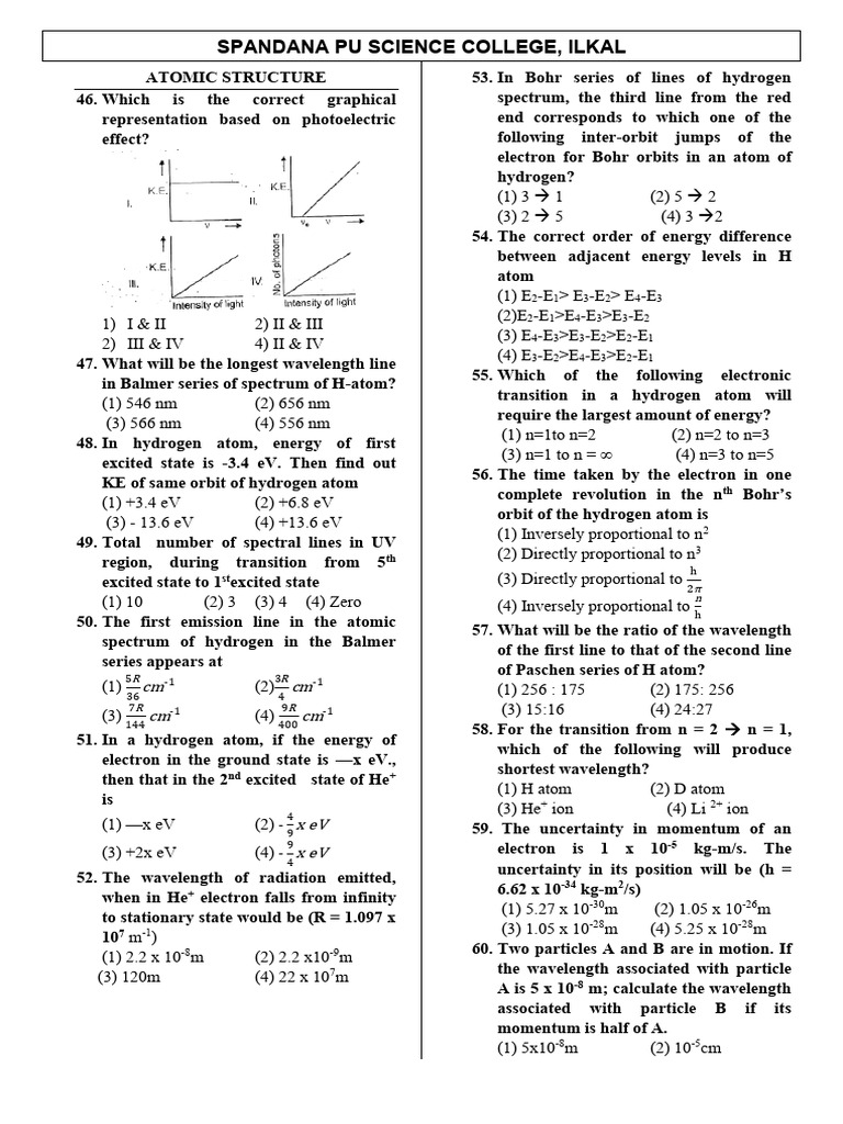 Atomic Structure (Updated) | PDF | Spectral Line | Atomic Orbital