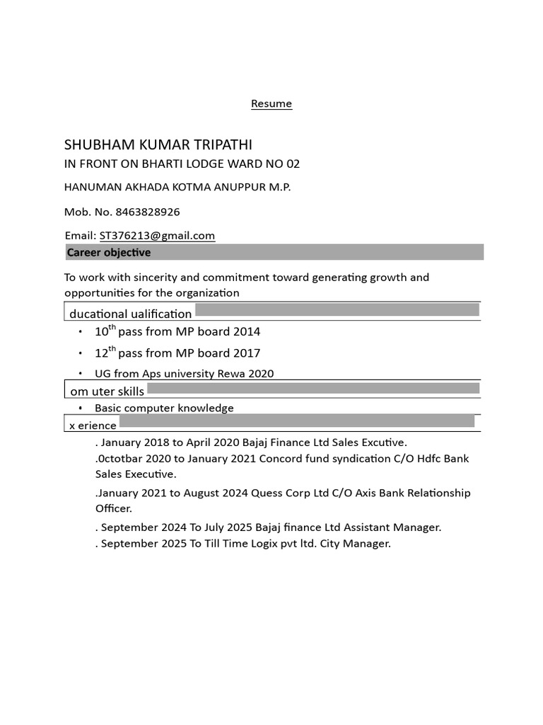 Resume Shubham Tripathi Update 2025 | PDF