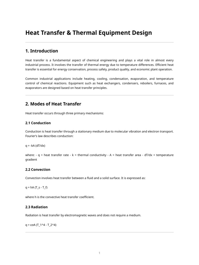 Heat Transfer & Thermal Equipment Design | PDF | Heat Transfer | Heat ...