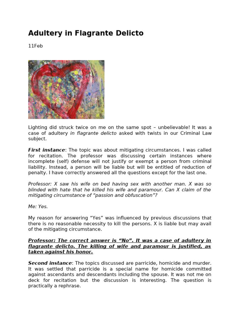 Adultery in Flagrante Delicto | PDF | Adultery | Crimes
