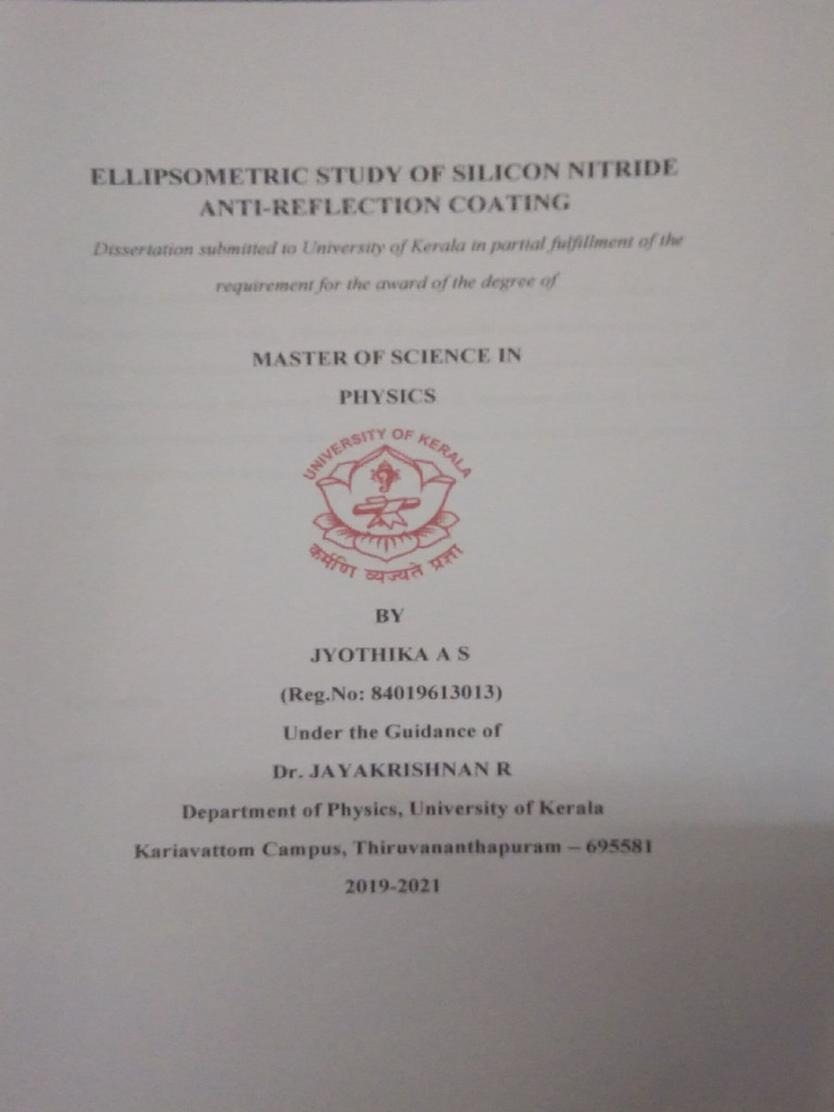 MSC Physics Project | PDF | Thesis | Physical Sciences
