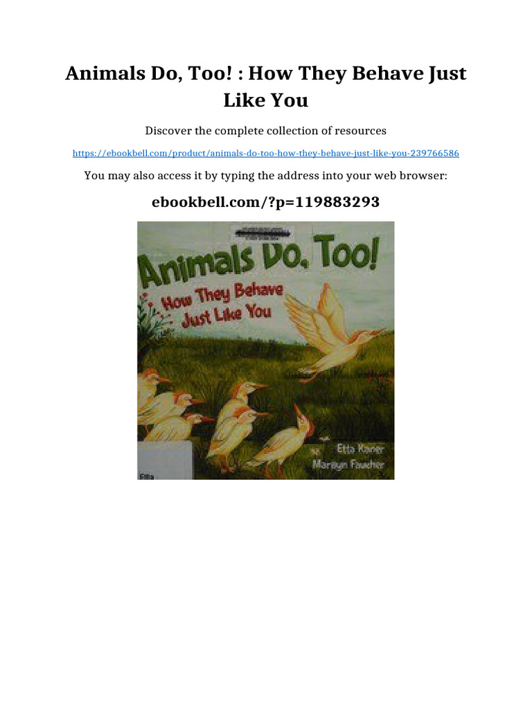 Animals Do, Too!: How They Behave Just Like You No Waiting Time | PDF ...