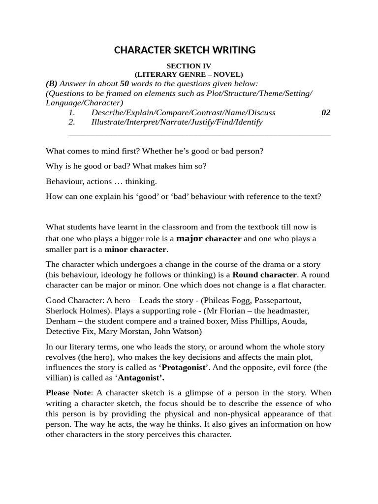 Character Sketch Writing | PDF | Minor Sherlock Holmes Characters
