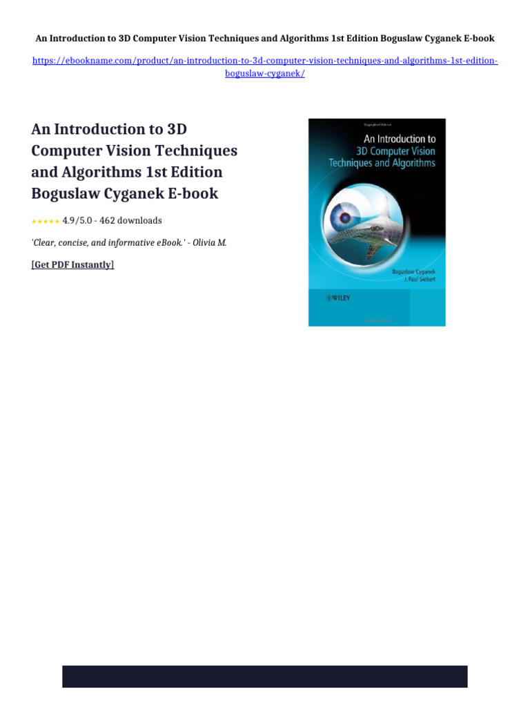 An Introduction to 3D Computer Vision Techniques and Algorithms 1st ...