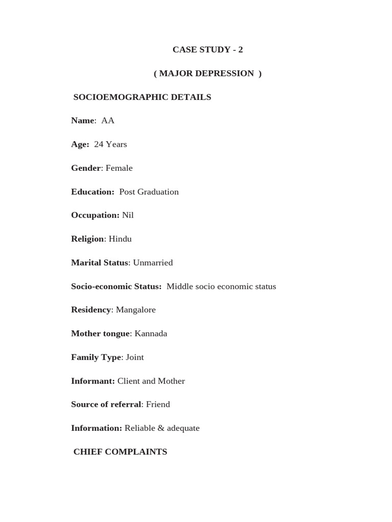 Adult Case of Major Depression | PDF | Mental Disorder | Thought