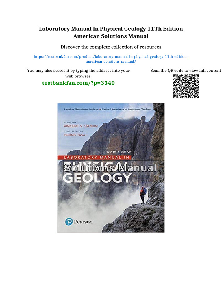 Laboratory Manual in Physical Geology 11th Edition American Solutions ...