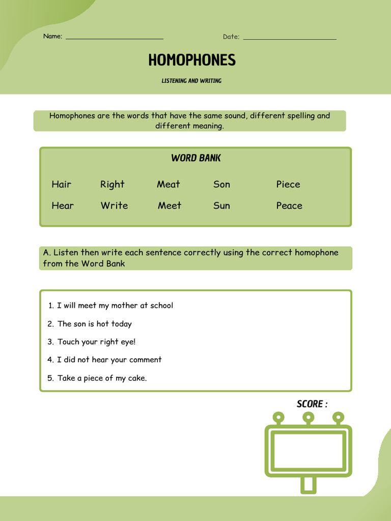 Listening Homophone Test | PDF | Chess Openings | Chess