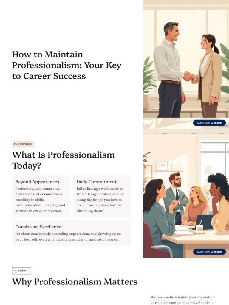 How to Maintain Professionalism Your Key to Career Success | PDF ...