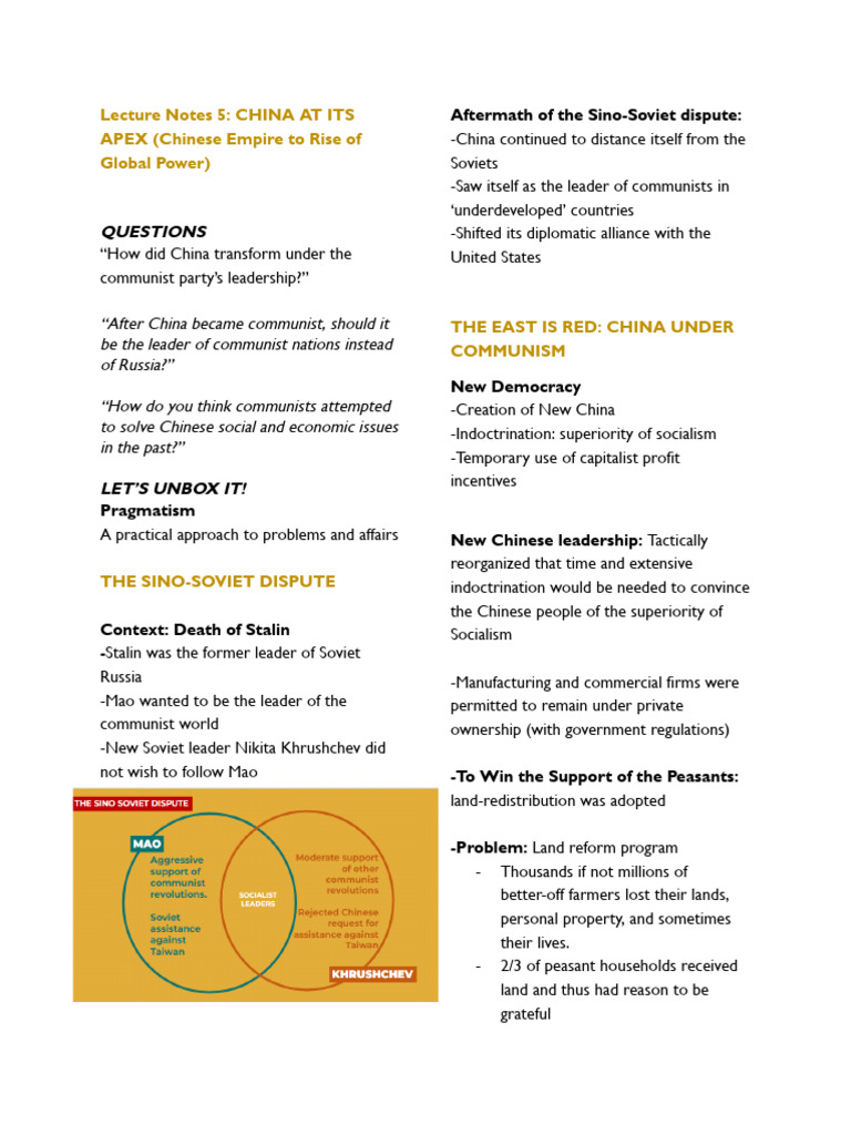 SocialStudies LectureNotes5 | PDF | Communism | Mao Zedong