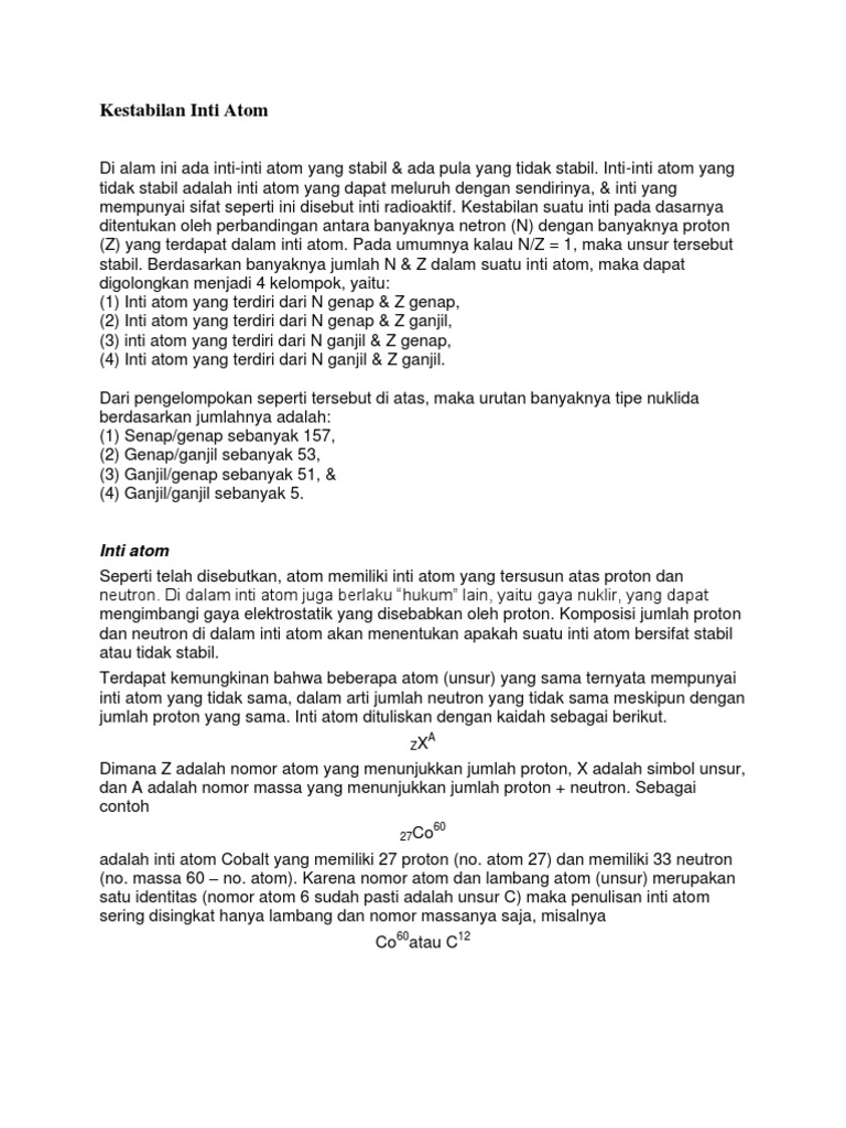 Kestabilan Inti Atom | PDF