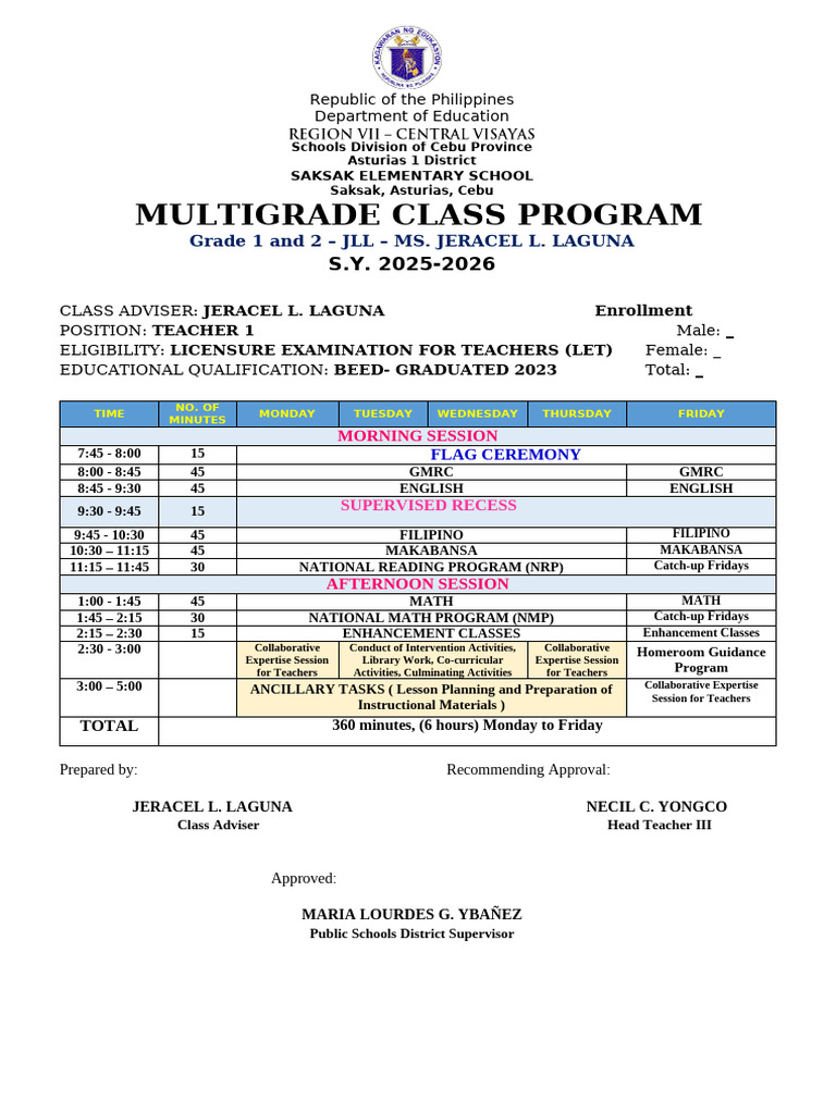 Grade 2-Class-Teachers Program Meaa | PDF