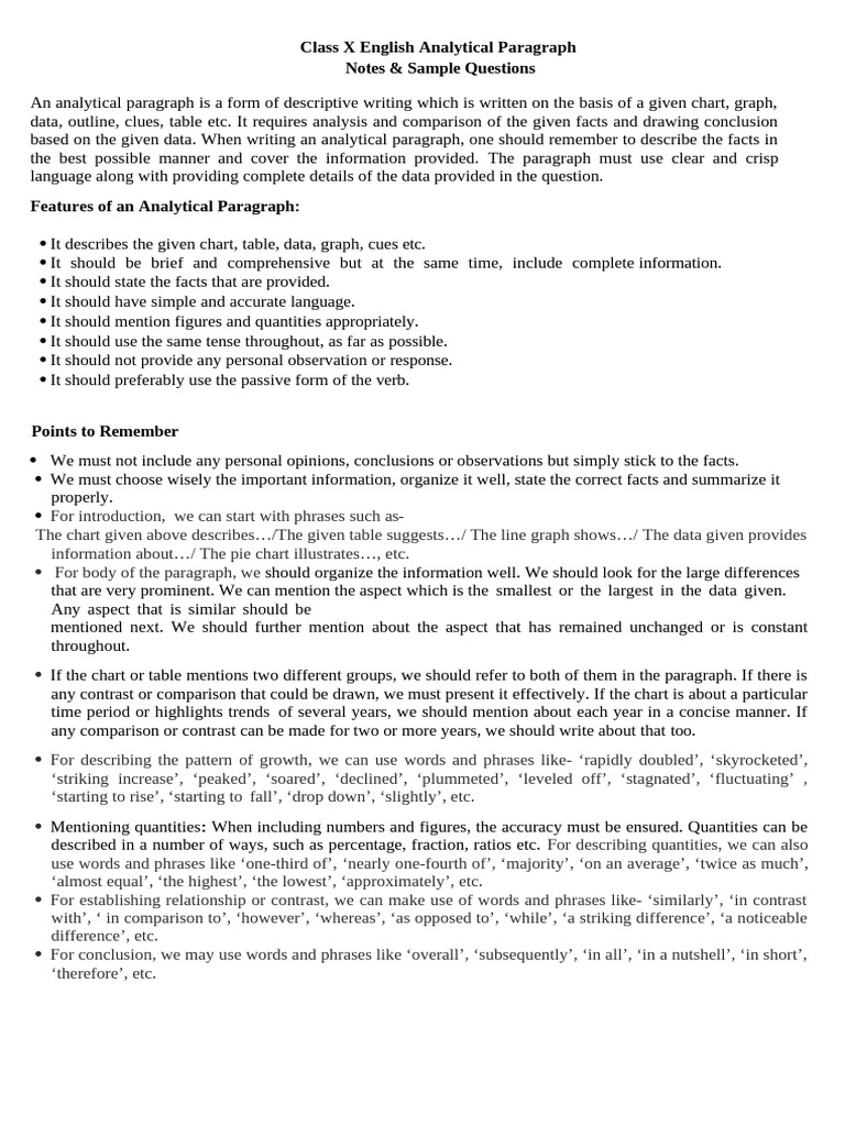 Analytical Paragraph Sample Qs | PDF | Backpack