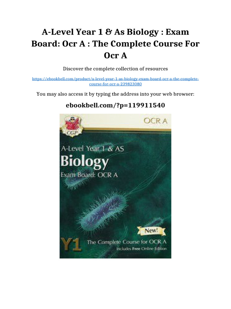 A-Level Year 1 & AS Biology: Exam Board: OCR A: The Complete Course For ...