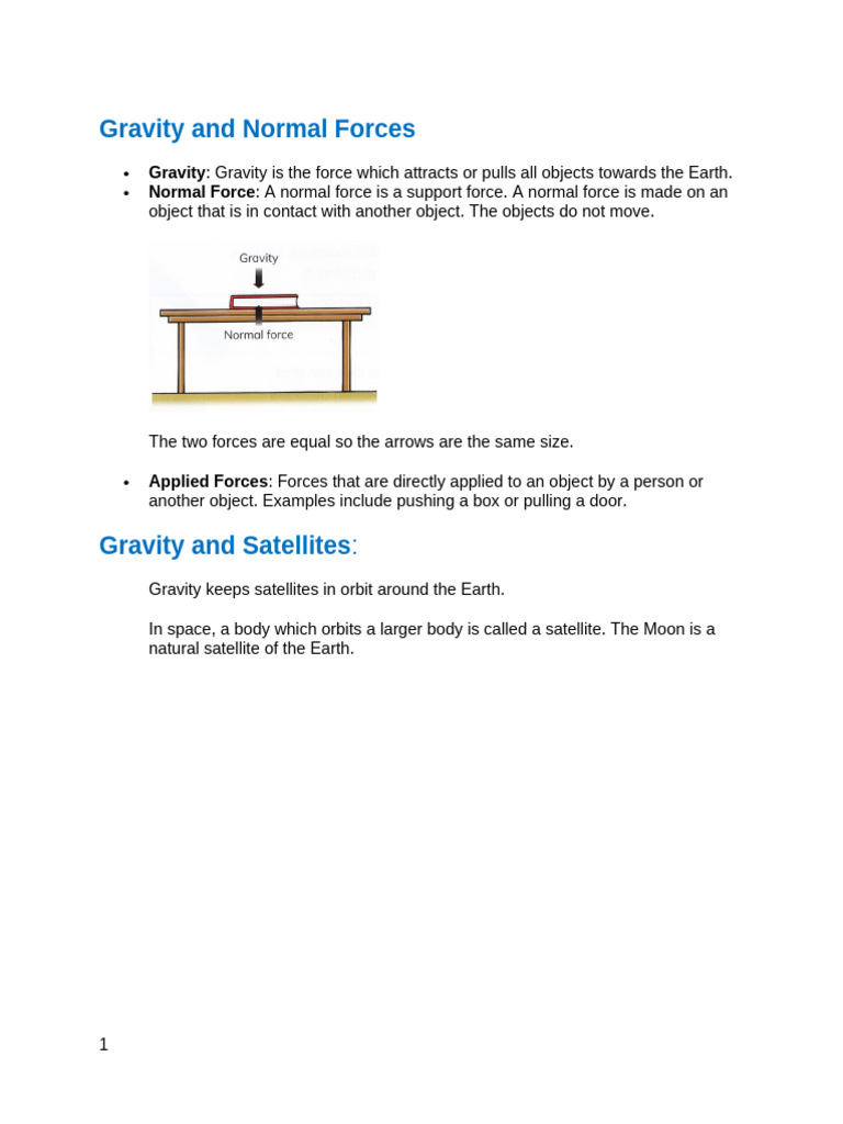 Gravity and Normal Forces | PDF | Satellite | Force