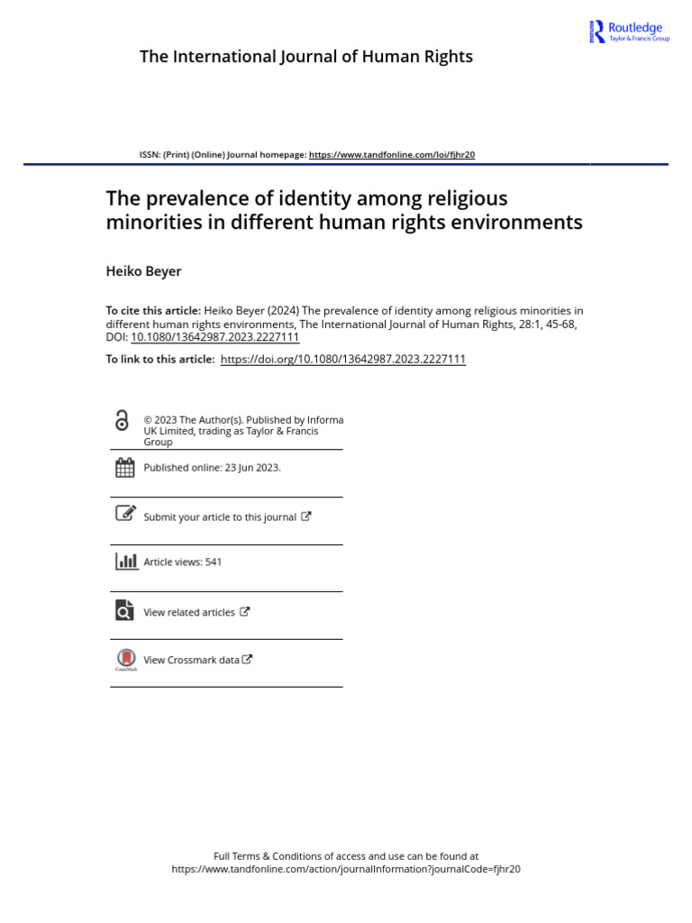 01-The Prevalence of Identity Among Religious Minorities in Different ...