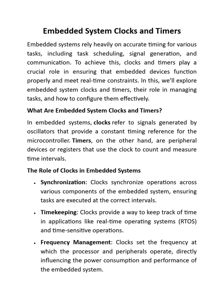 Embedded System Clocks and Timers | PDF | Embedded System | Timer