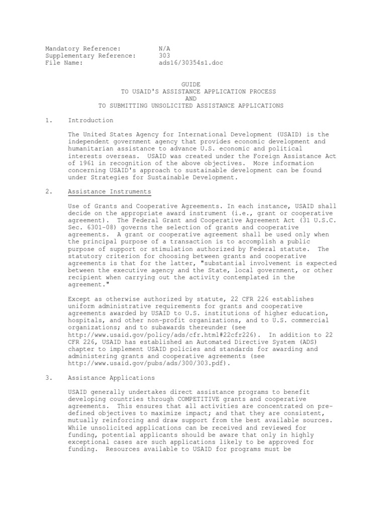 USAID Assistance Application Guide | PDF | United States Agency For ...
