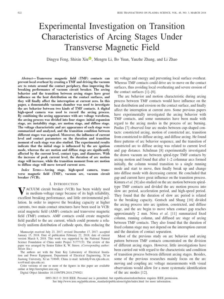Experimental Investigation On Transition Characteristics of Arcing ...