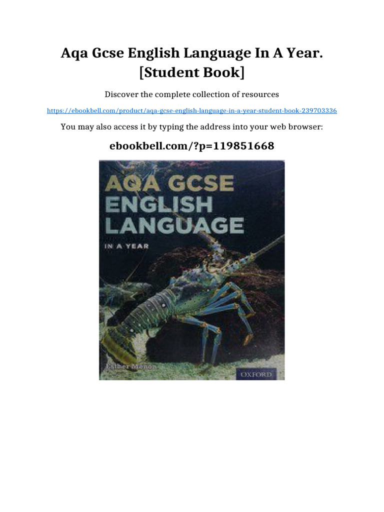 AQA GCSE English language in a year. [Student book] Kindle & PDF ...