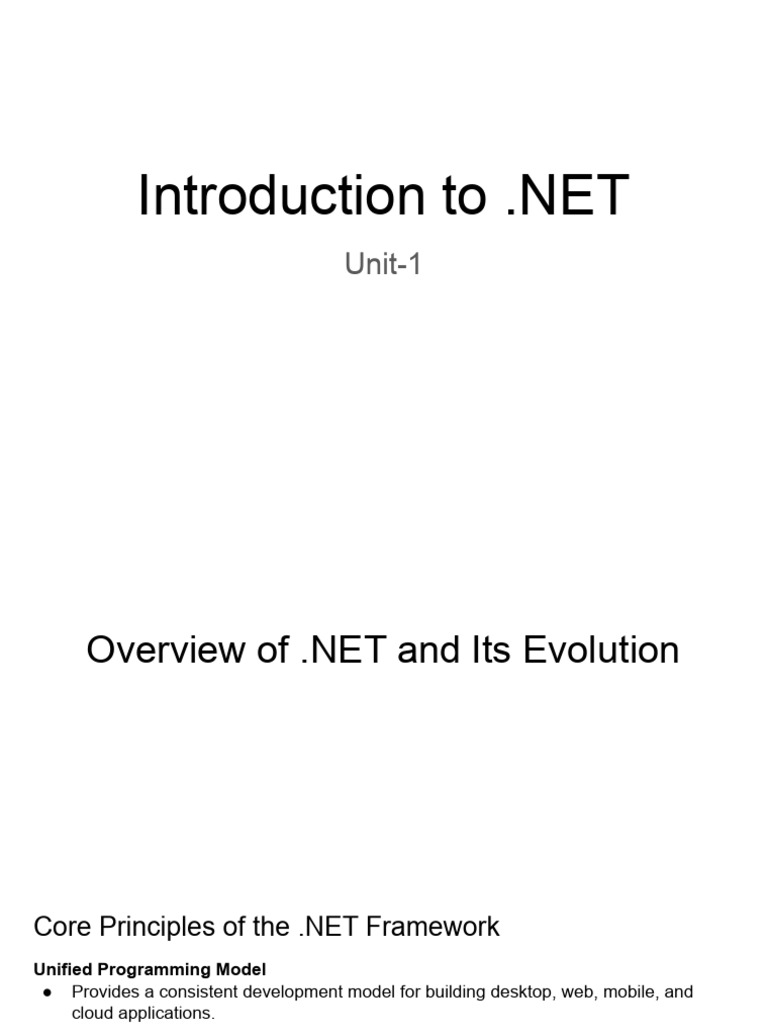 Unit-1 Introduction To | PDF | C Sharp (Programming Language) | Windows ...