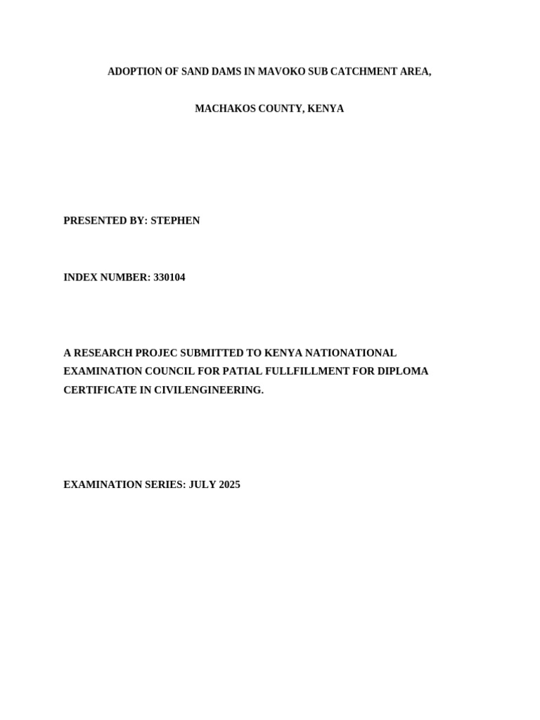 Civil Engineering PROJECT For Knec | PDF | Earth Sciences