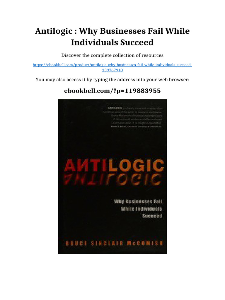 Antilogic: Why Businesses Fail While Individuals Succeed PDF Version ...