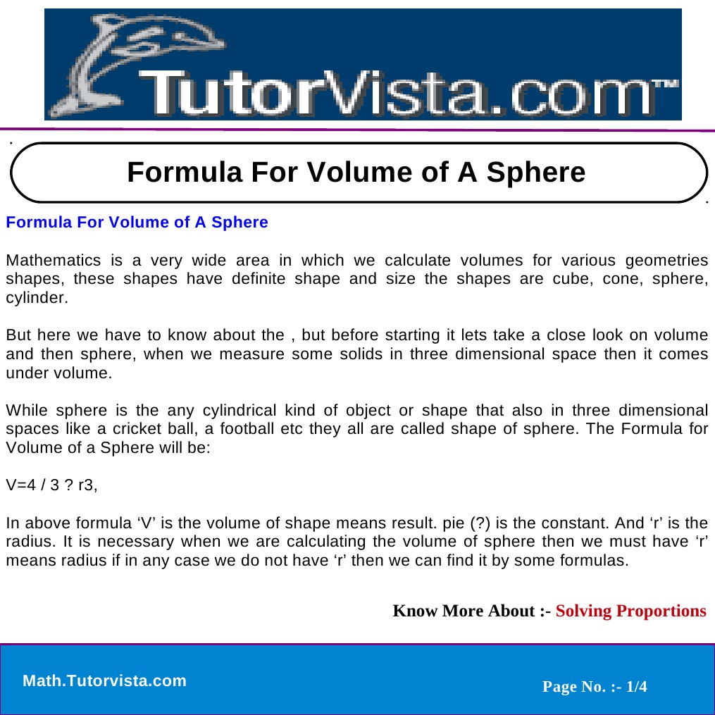Sphere Volume Calculation Guide | PDF