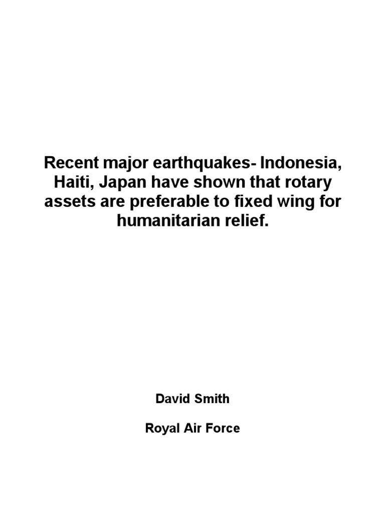 Rotary Wing Versus Fixed Wing For Disaster Relief | PDF | Air Traffic ...