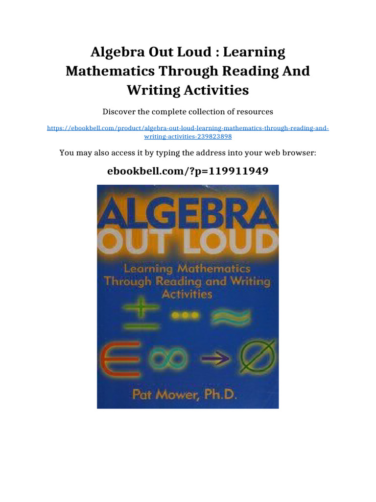 Algebra Out Loud: Learning Mathematics Through Reading and Writing ...