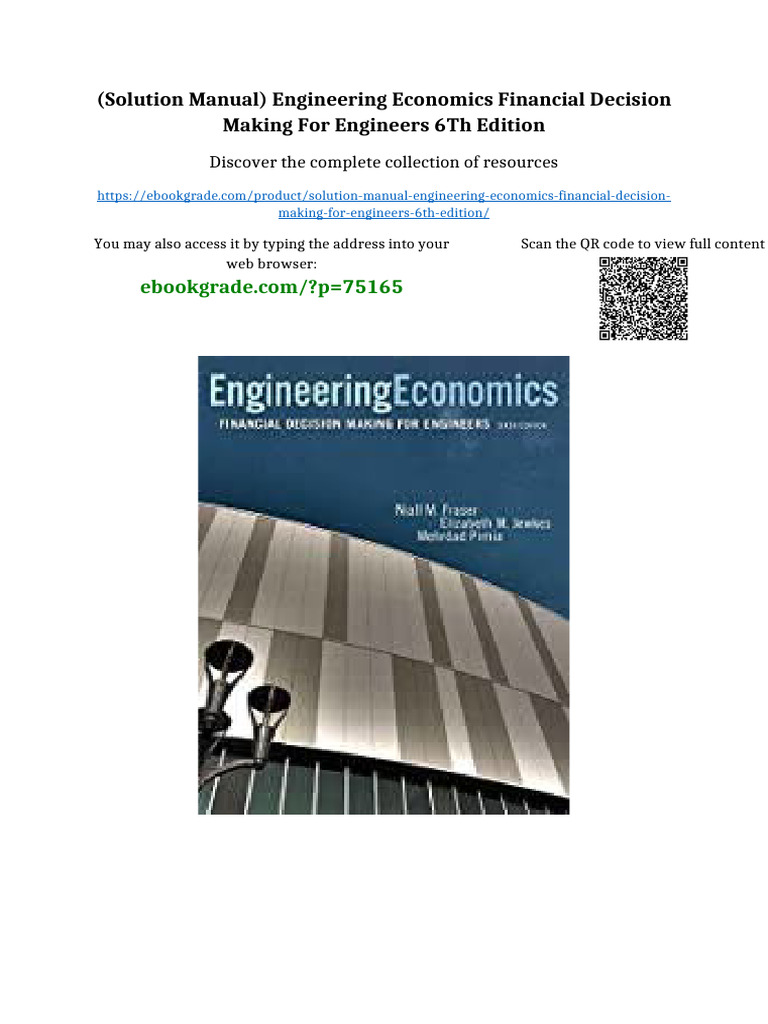 (Solution Manual) Engineering Economics Financial Decision Making For ...