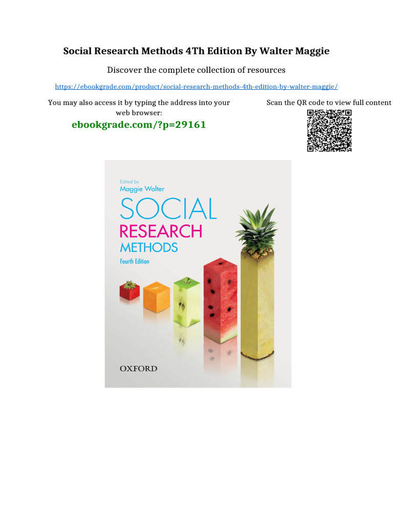 Social Research Methods 4th Edition By Walter Maggie full digital ...