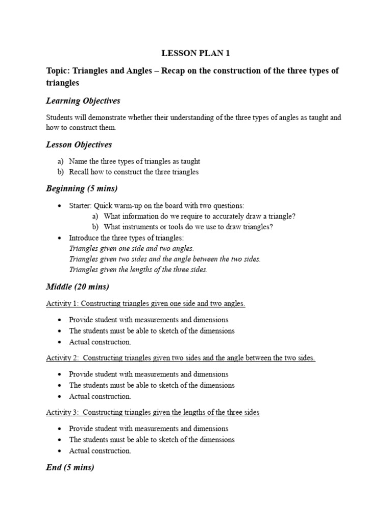 Triangles and Angles Lesson Plans | PDF