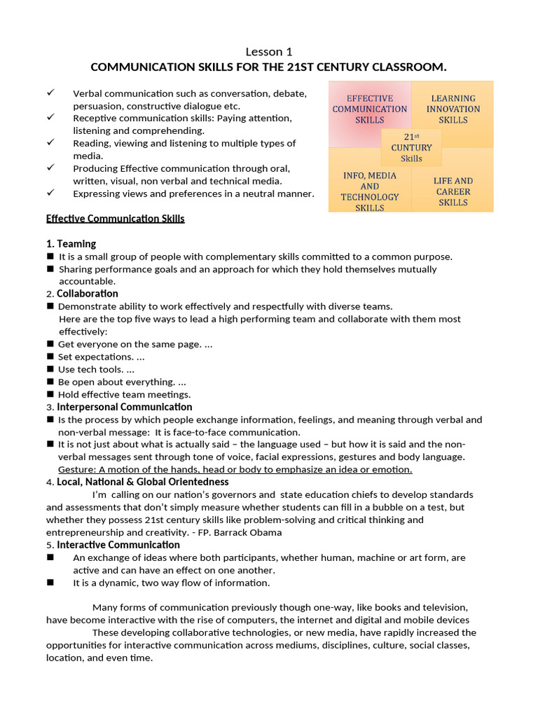 l1 - Communication Skills For The 21st Century Classroom. | PDF ...