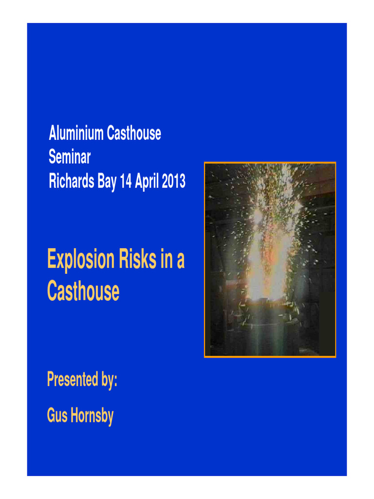 Explosion Risks in A Casthouse | PDF | Explosion | Water