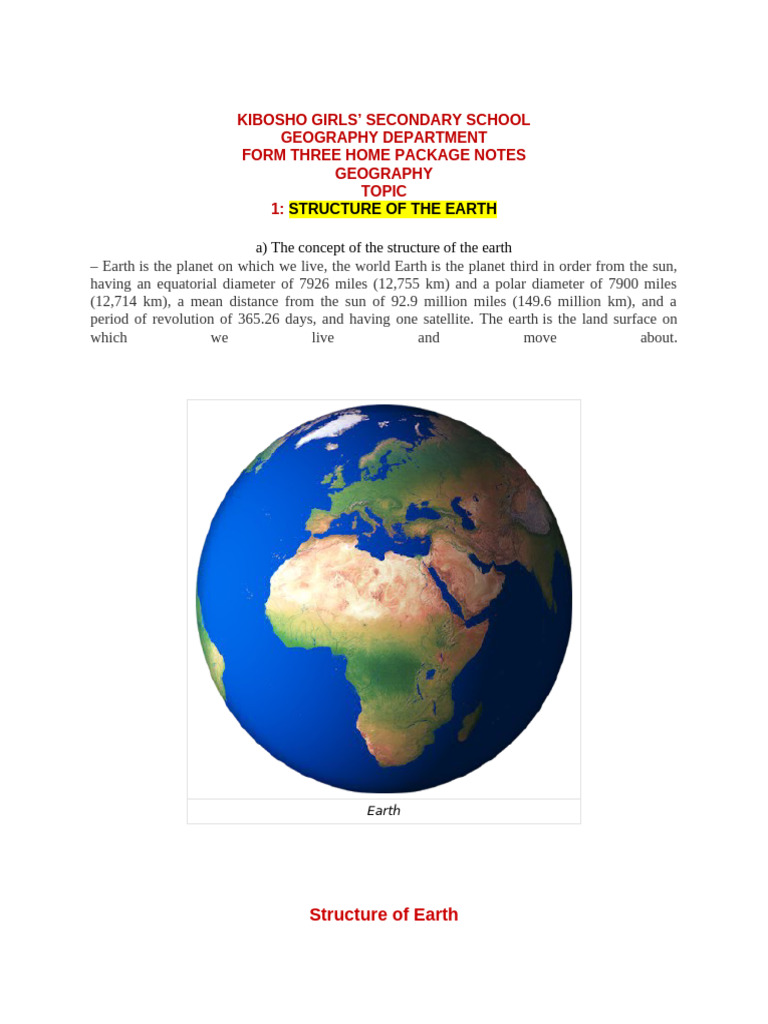Geography Form 3 Notes | PDF | Rock (Geology) | Troposphere