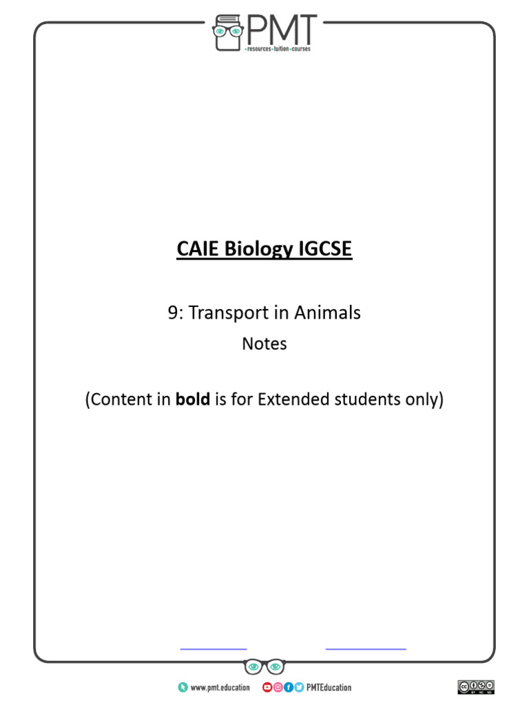 _Summary Notes - Topic 9 Transport in Animals - CAIE Biology IGCSE ...