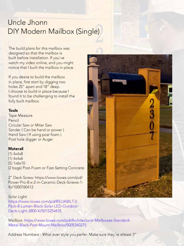 Mailbox Build Plans Single | PDF