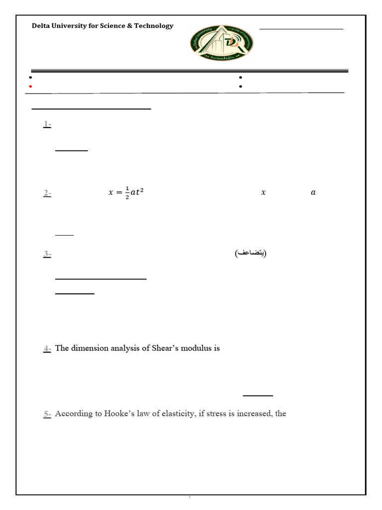 PHY 1 Answer Midterm exam Fall 2020-2021 | PDF | Mass | Elasticity ...