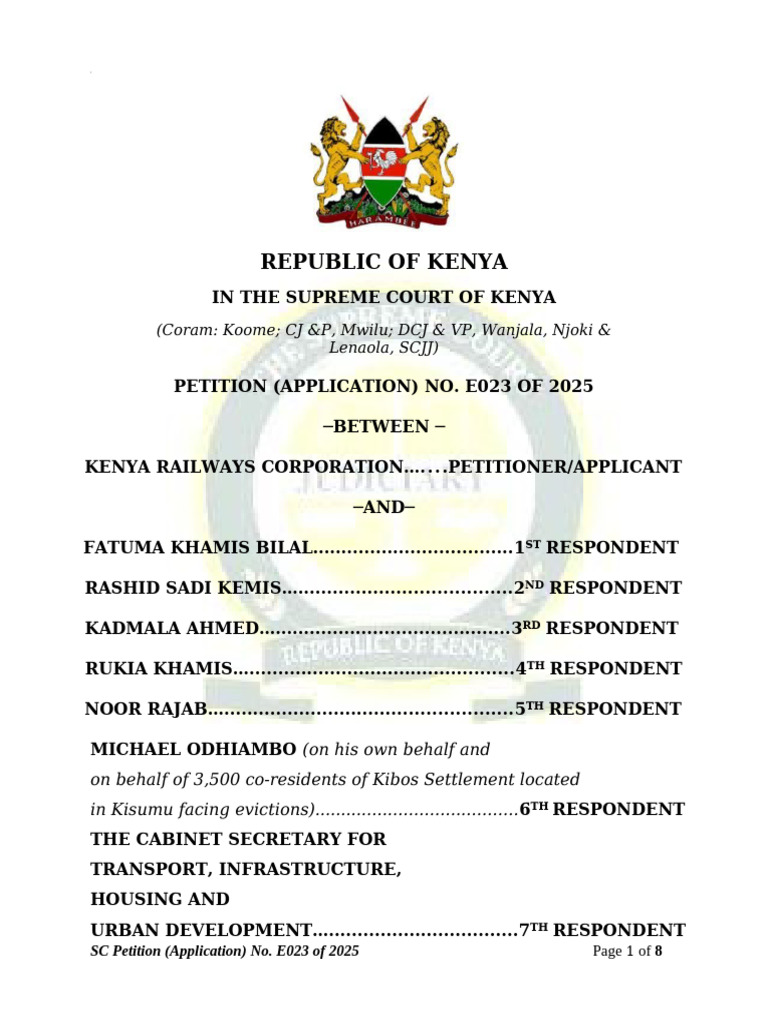 Kenya Railways Corporation V Bilal 14 Others (Petition (Application ...
