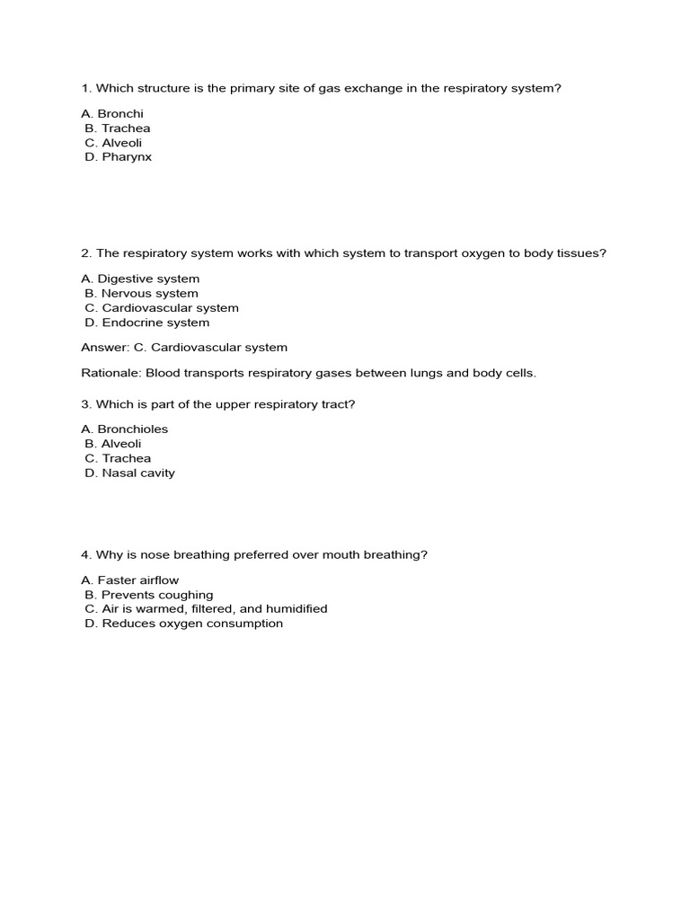 respi practice test | PDF | Respiratory Tract | Respiratory System