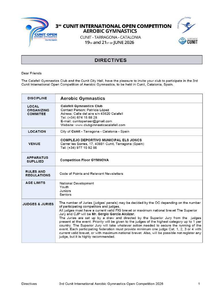 01 Directives Cunit Open 2026 | PDF