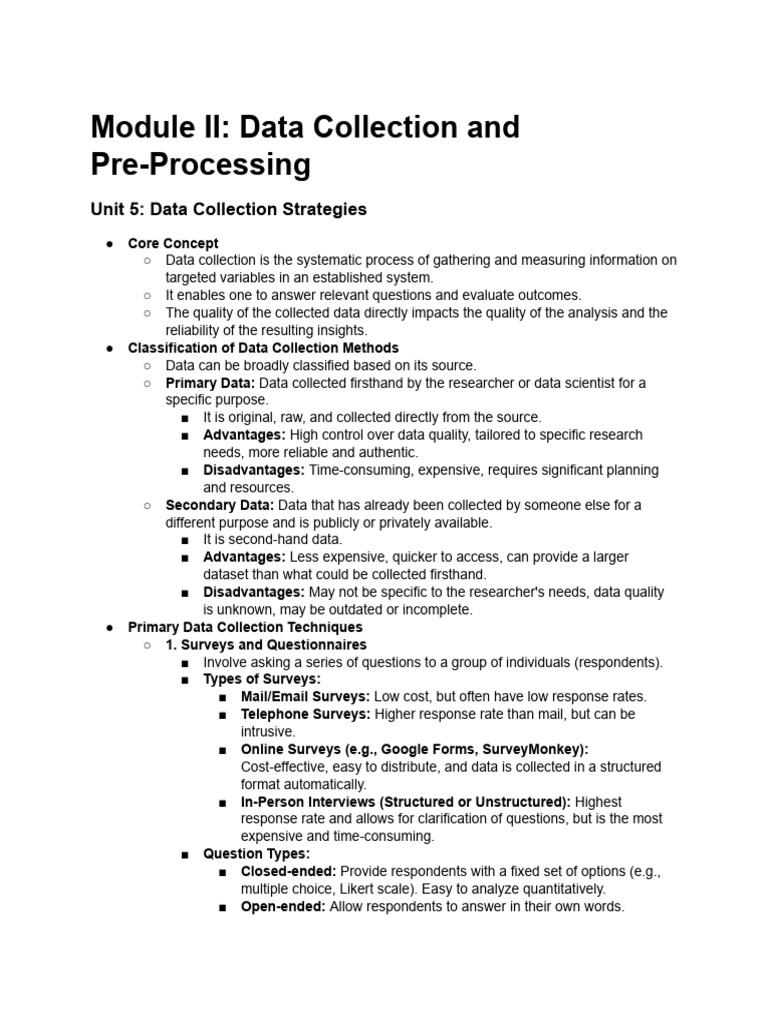 Module II - Data Collection and Pre-Processing | PDF | Json | No Sql