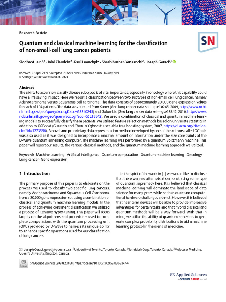 Quantum and Classical Machine Learning For The Classification | PDF ...
