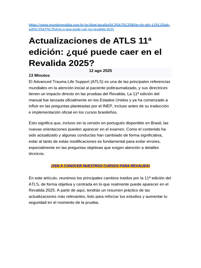 Actualizaciones de ATLS 11 Edición | PDF | Quemar | Medicina CLINICA