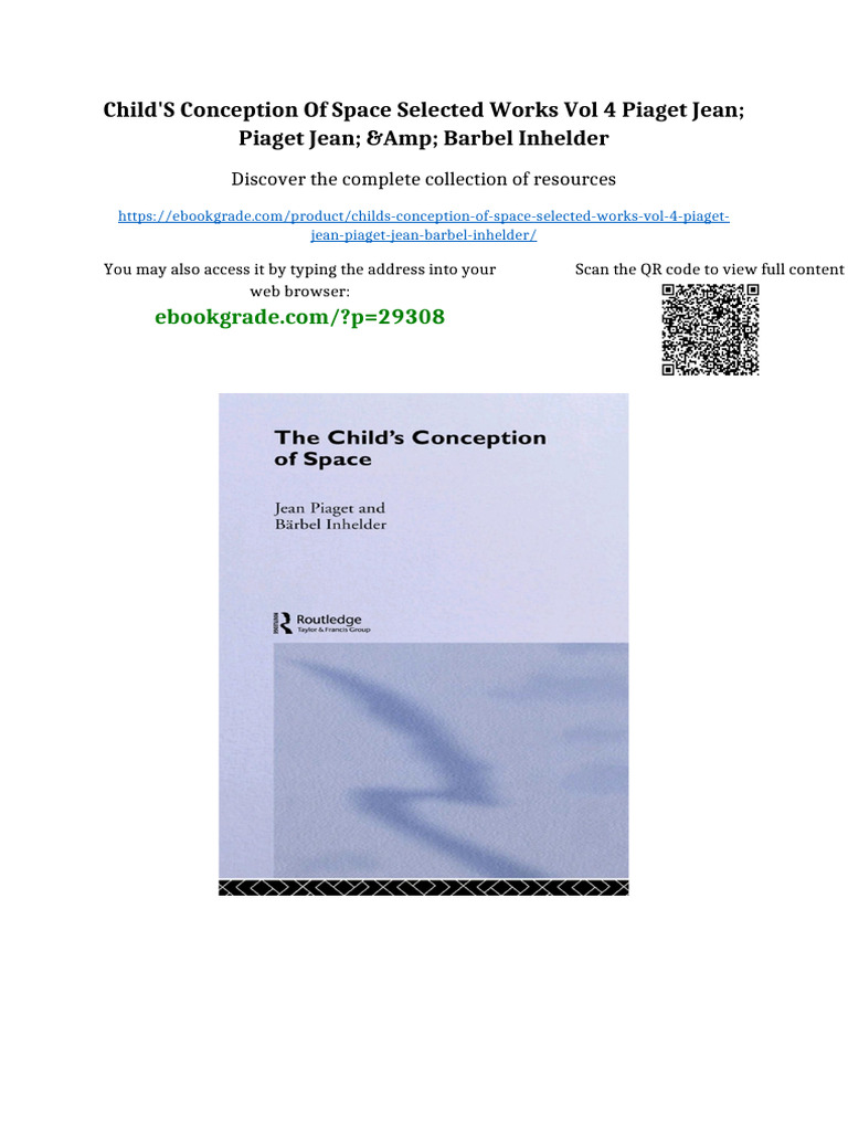 Child's Conception of Space Selected Works vol 4 Piaget Jean; Piaget ...