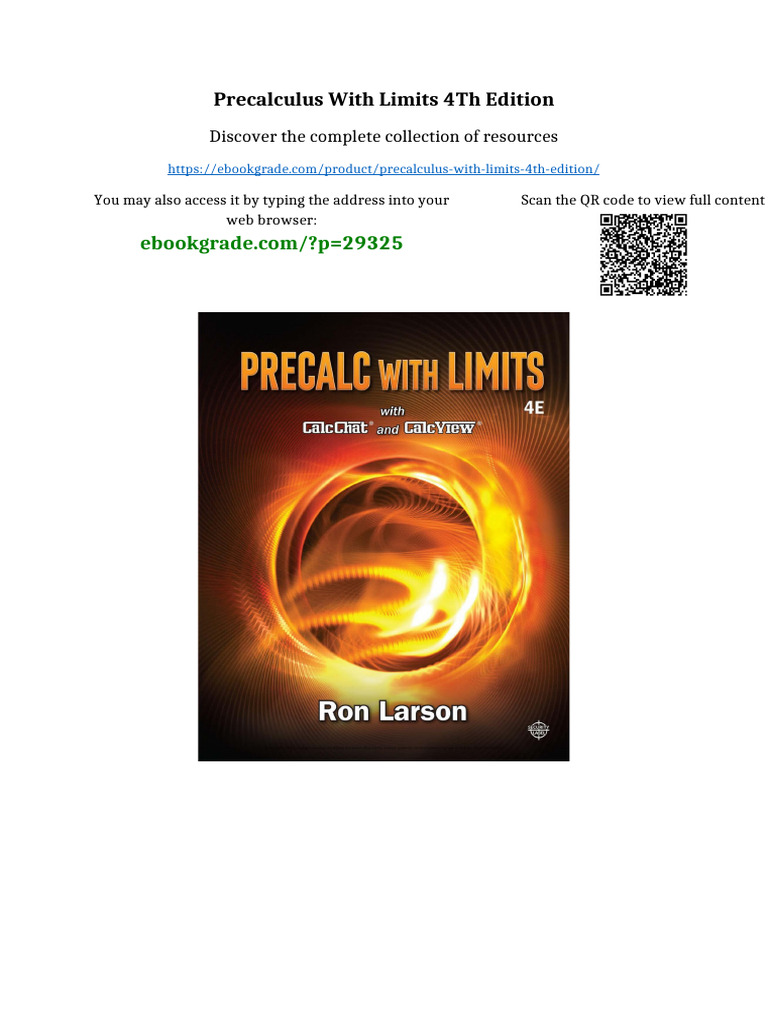 Precalculus with Limits 4th Edition online version | PDF