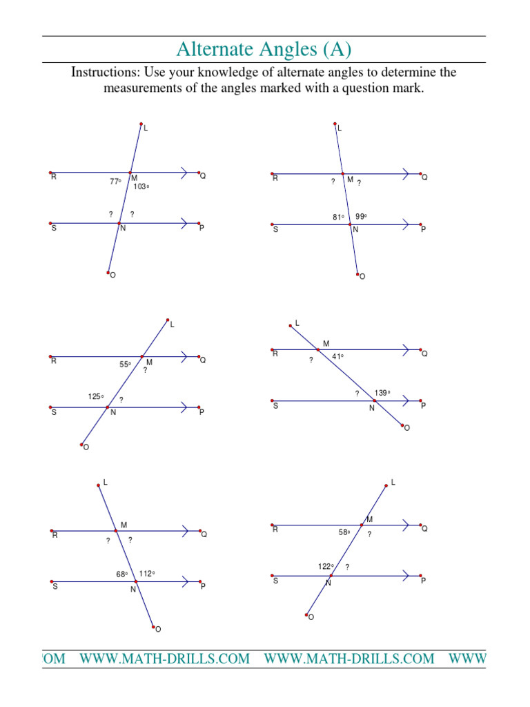 02Geometry Worksheet -- Alternate Angles 2 | PDF